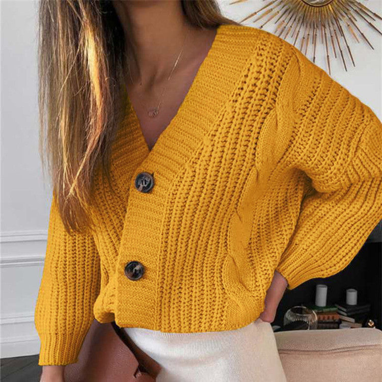 Damen Grobstrick-Cardigan mit Knopfverschluss und originellem ...