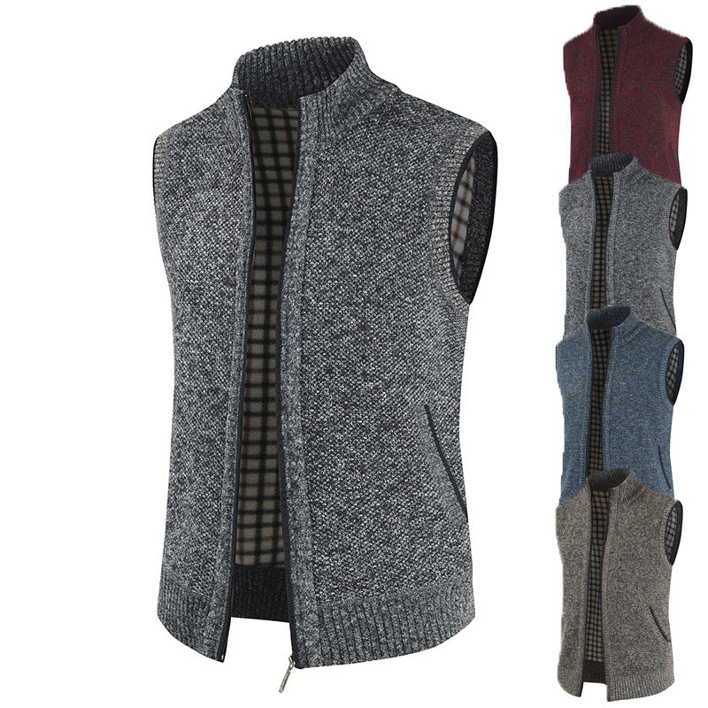 Herren stylische Strickweste mit Stehkragen und durchgehendem ...
