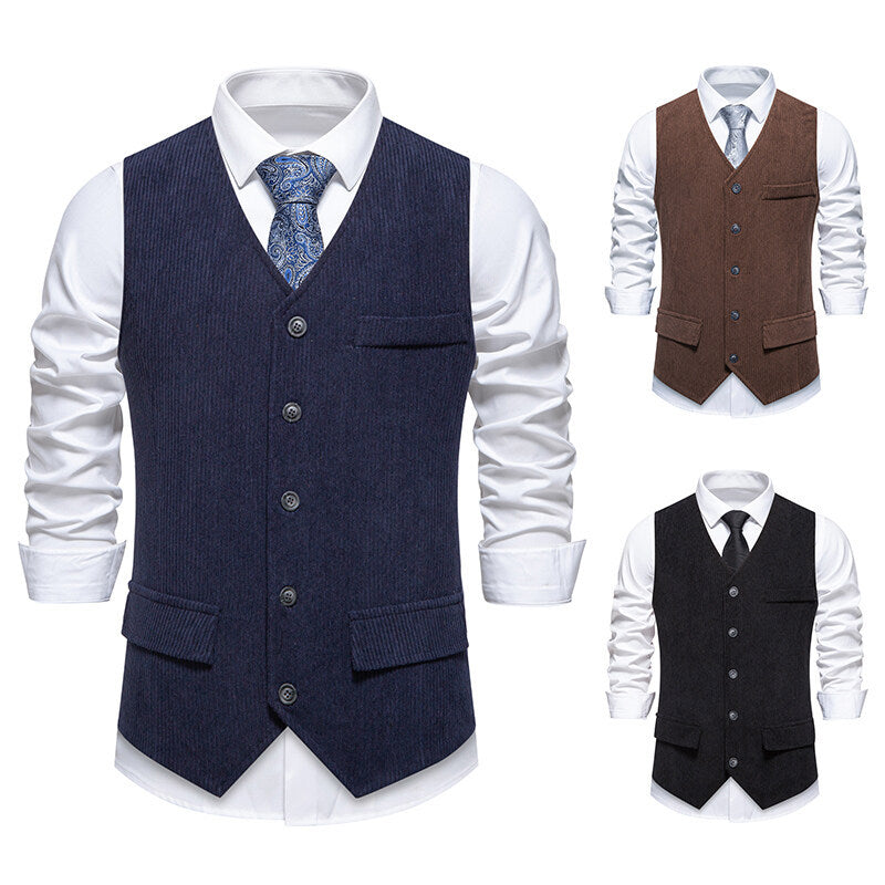 Herren elegante Anzugweste im klassischen Herringbone-Design mit ...
