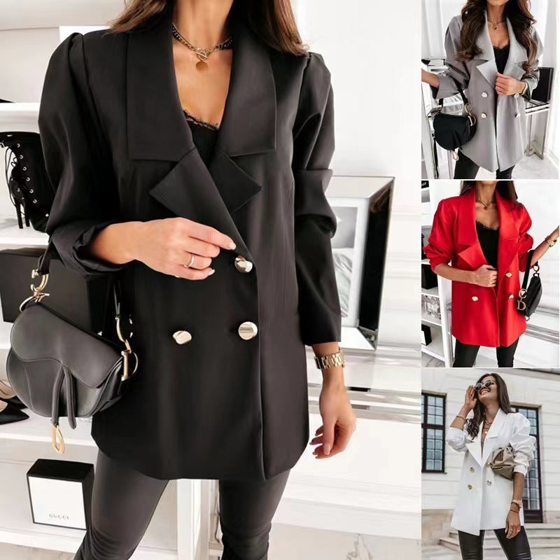 Damen eleganter Oversize-Blazer mit Taschen und Knopfdetails Heidi-Mode ...