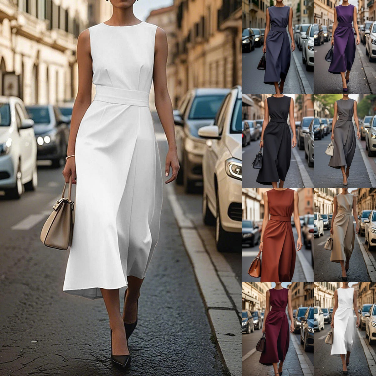 Damen Elegantes Maxikleid mit modernem Schnitt und feinen Plissée ...