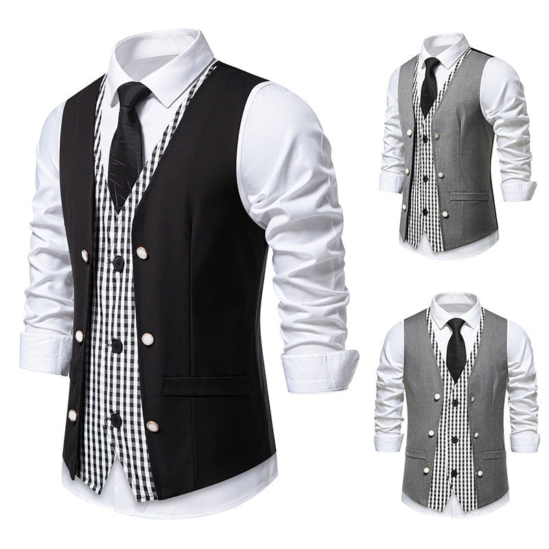 Herren elegante Weste mit kariertem Innenfutter Heidi-Mode – idealekleiden