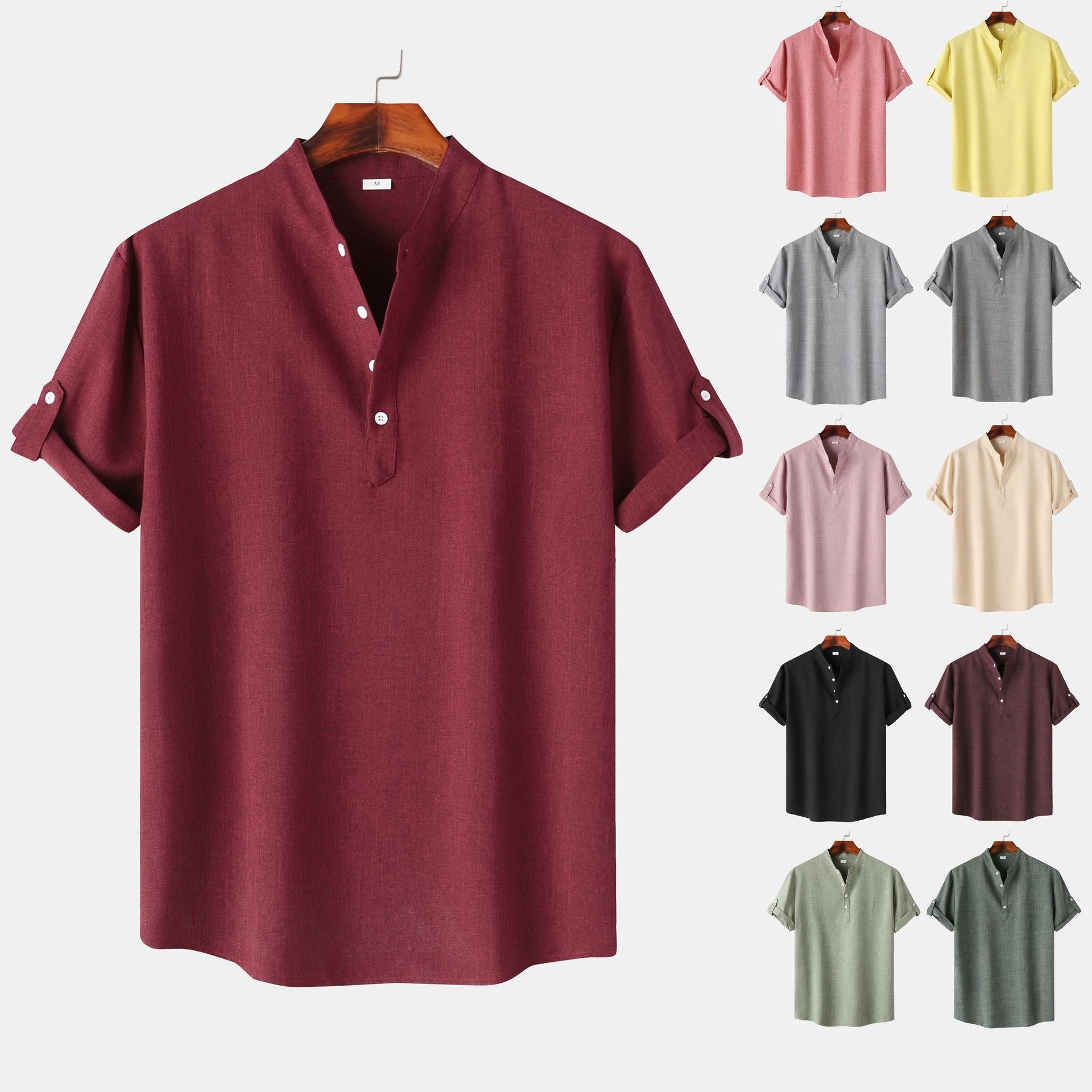 Herren Kurzarmhemd mit innovativem Henley-Ausschnitt und lässigem ...