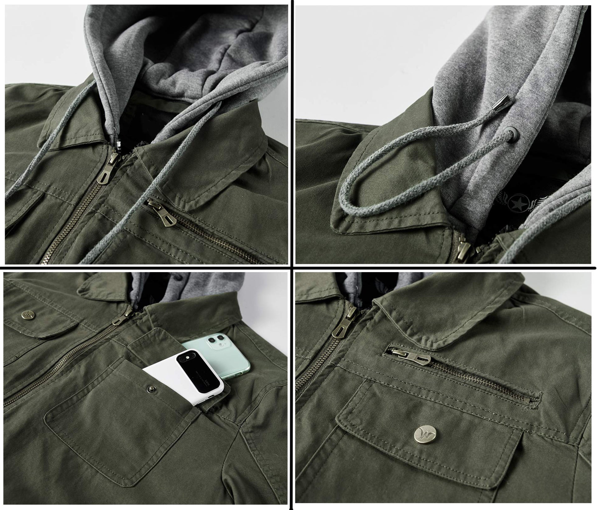 Herren vielseitige Übergangsjacke mit integrierter Kapuze und ...