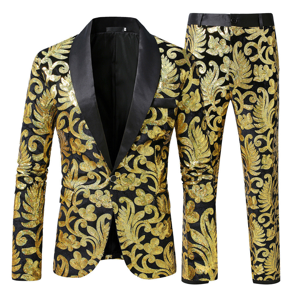 Herren glitzernder Smokinganzug mit floralen Paillettenmustern Heidi ...
