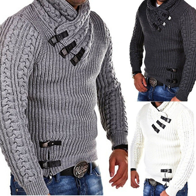 Herren stylischer Strickpullover mit asymmetrischem Kragen Heidi-Mode ...