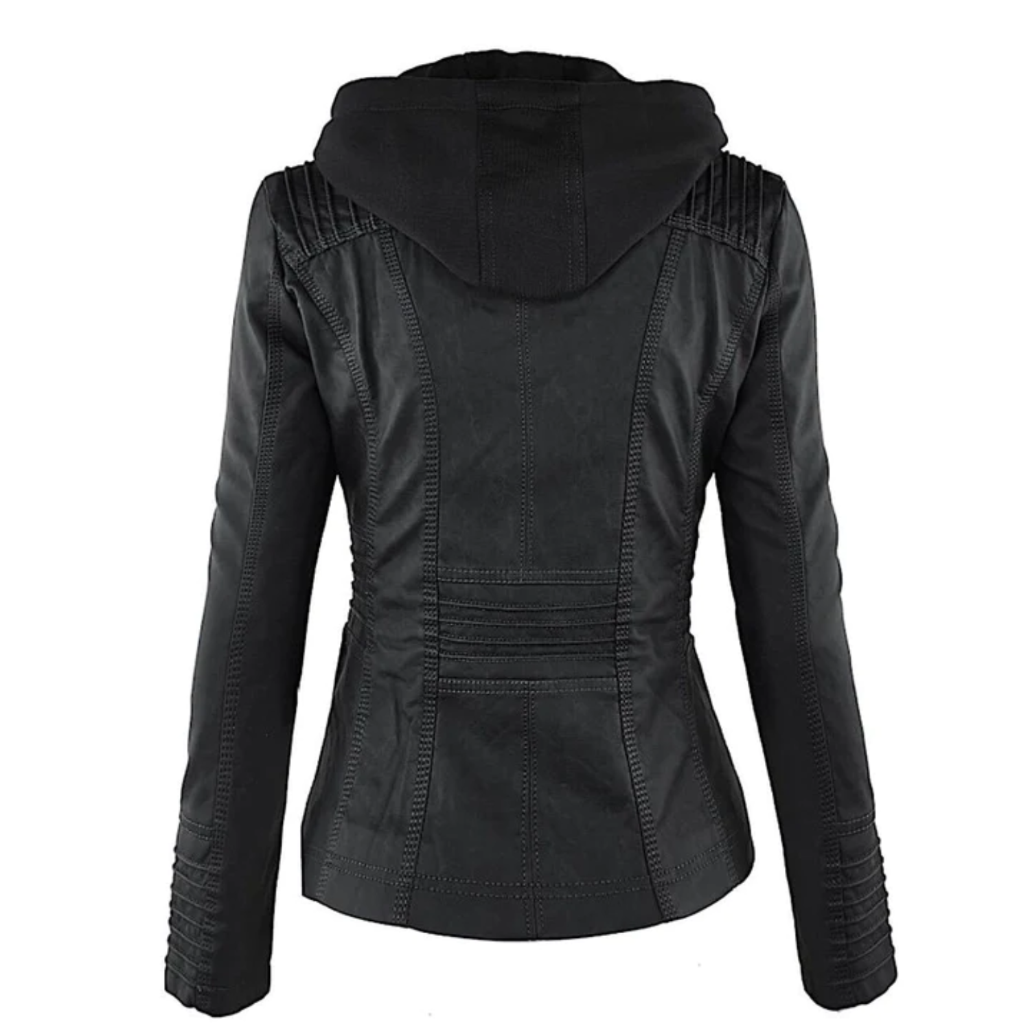 Heidi-Mode | Elegante Leder Damenjacke mit Kapuze – idealekleiden